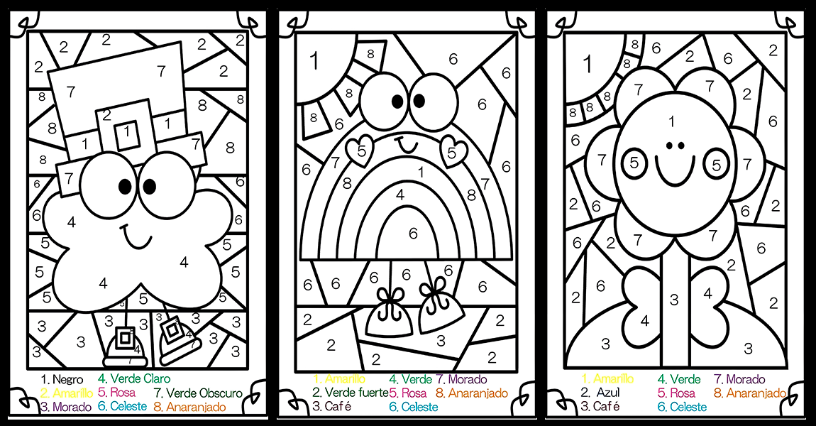 Páginas Para Colorear Para Aprender Números Traza Y Colorea