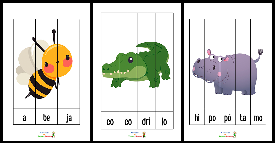 Divertidos puzles silábicos de animales - Actividades de infantil y ...