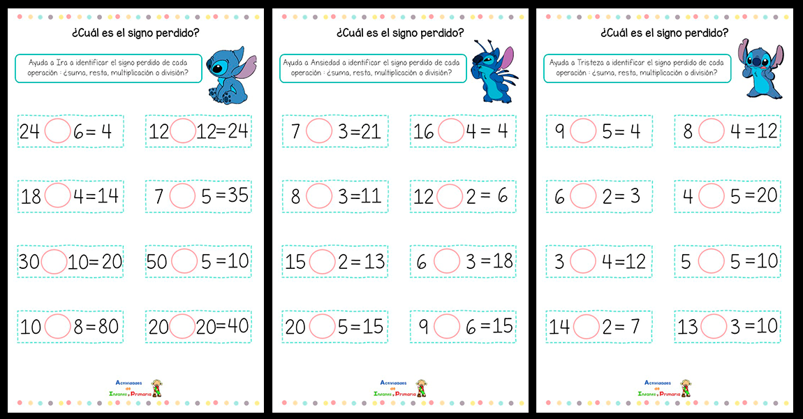 Ayuda a Stitch a identificar los signos matemáticos perdidos ...