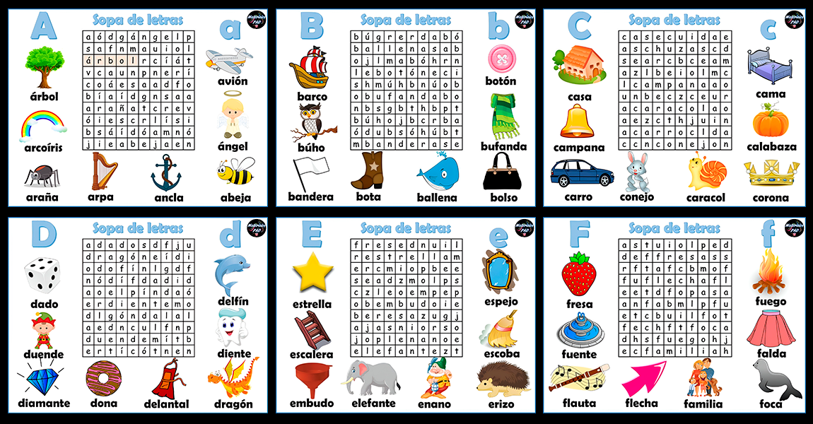 Sopas de letras del abecedario: Una por cada letra - Actividades de ...