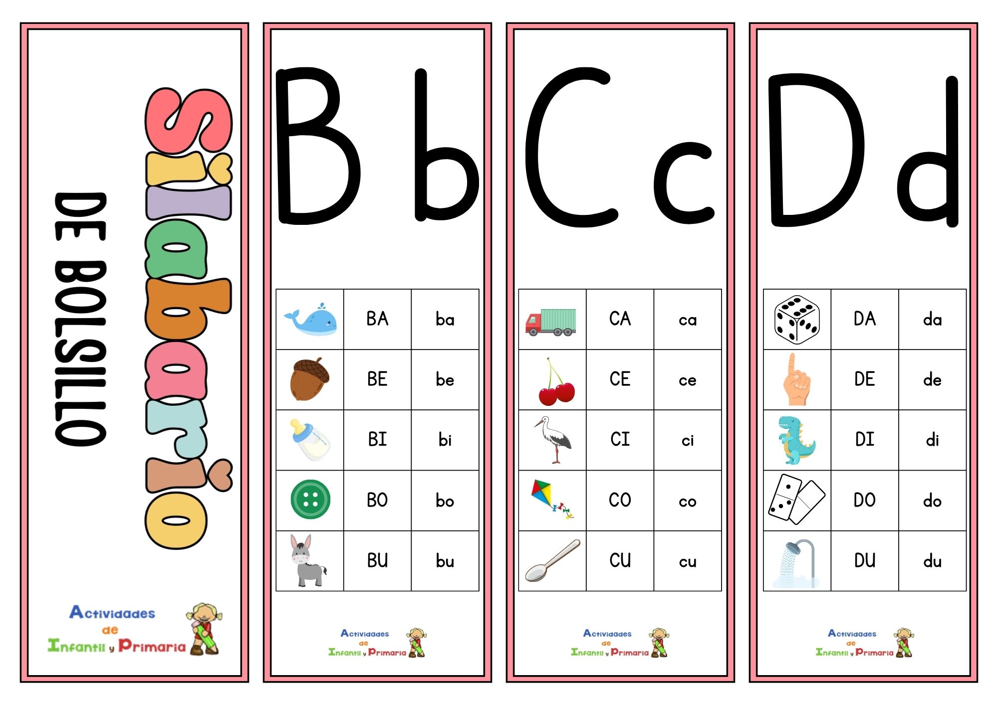Silabario de bolsillo de sílabas simples - Actividades de infantil y ...