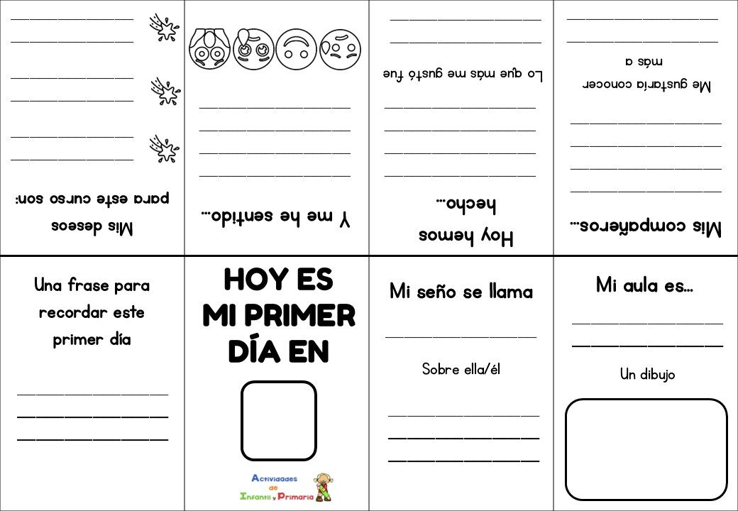 Mini libro: "Todo sobre mi primer día de clase" - Actividades de ...