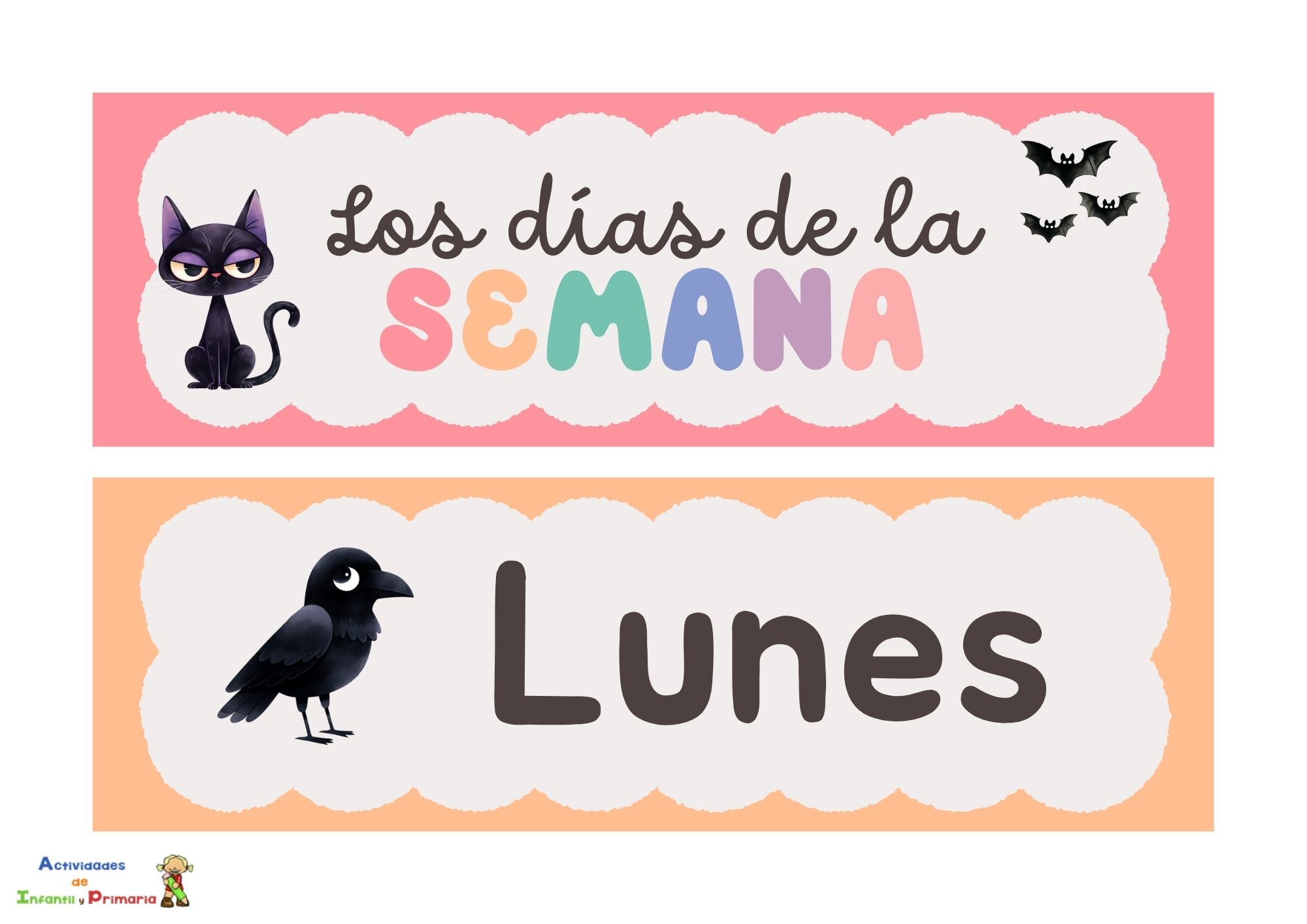 Cartelitos días de la semana con diseño de Miércoles - Actividades de ...