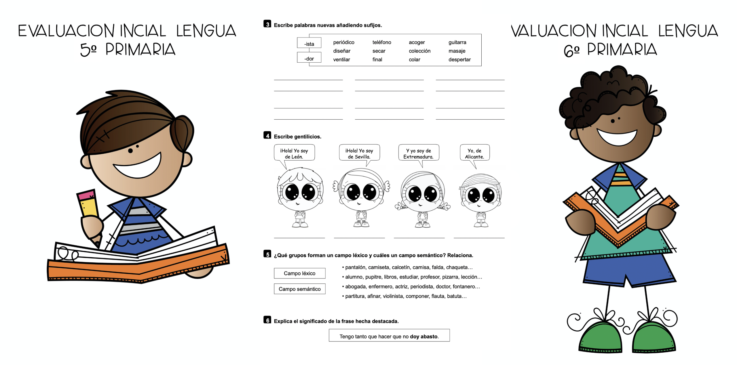 Pruebas de evaluación inicial para cada curso de Primaria de Lengua ...