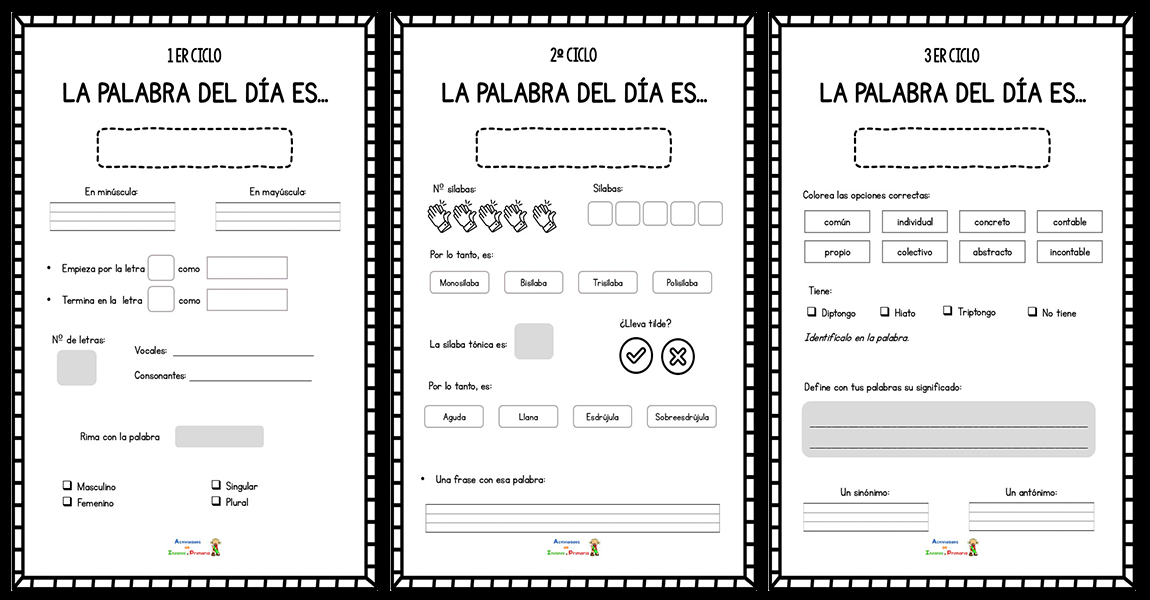Plantilla "La palabra del día" por ciclos de Primaria - Actividades de ...