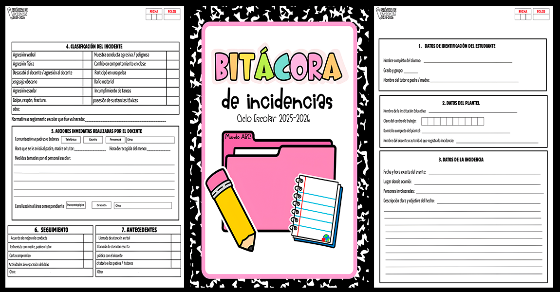 Bitácora de incidencias ciclo escolar 2025-2026 - Actividades de ...