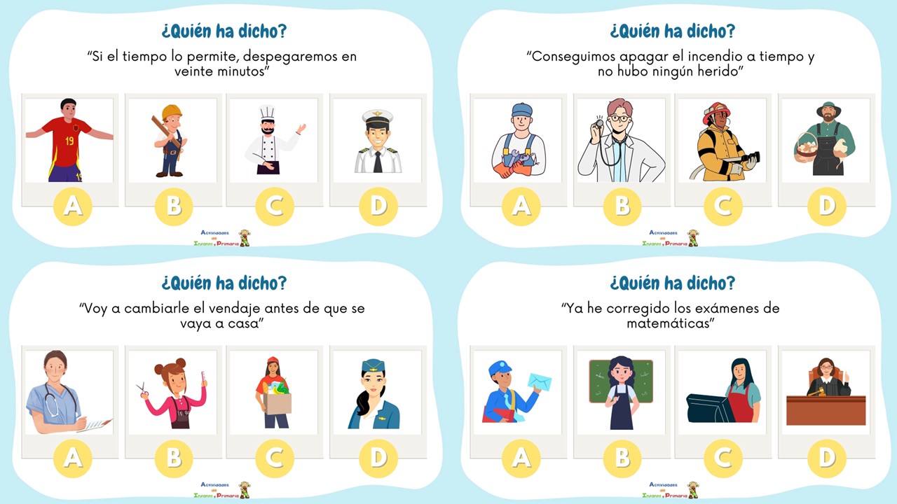 Inferencias "¿Quién ha dicho?" encuentra la profesión - Actividades de ...