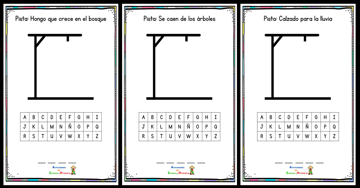 Juego de lectoescritura: El ahorcado, especial otoño - Actividades de ...