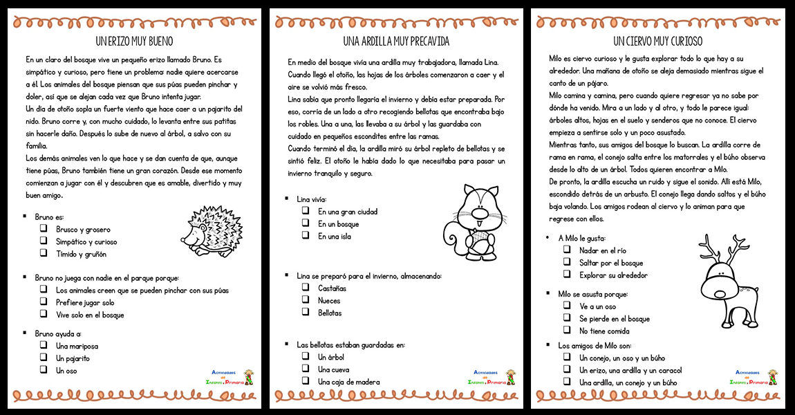 Lecturitas infantiles: Los animales de otoño - Actividades de infantil ...