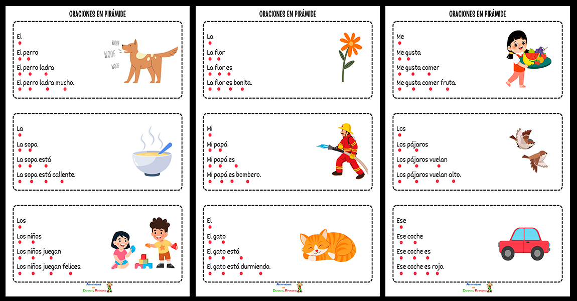 Oraciones en pirámides para aprender a leer - Actividades de infantil y ...