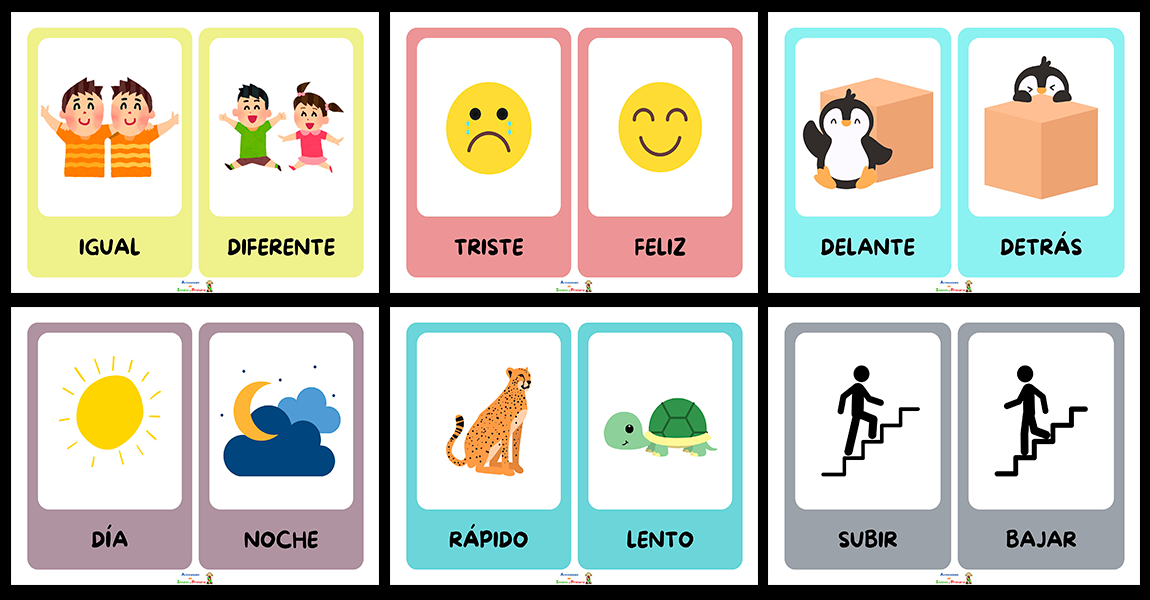 Súper pack de 40 tarjetas: Conceptos opuestos - Actividades de infantil ...