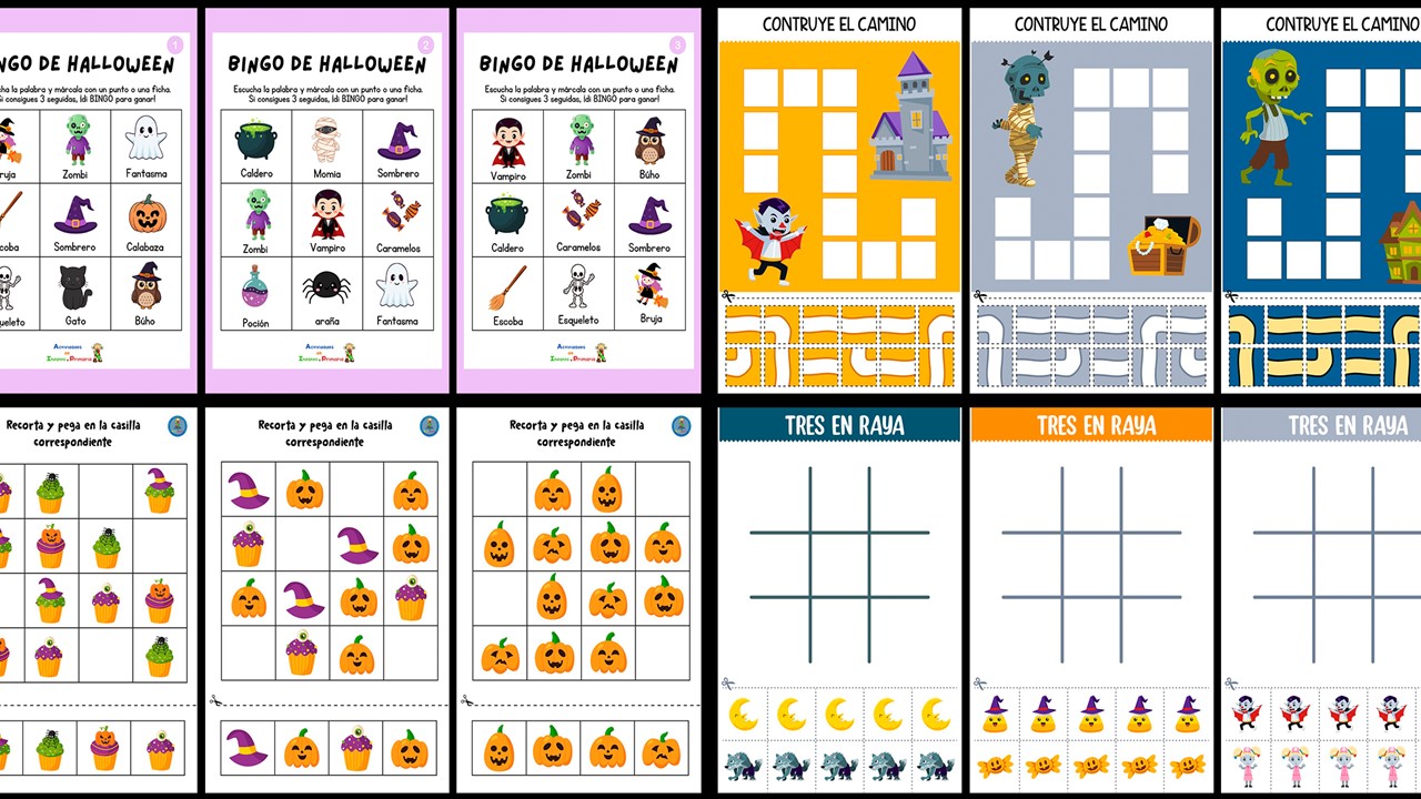 Recopilatorio de juegos de Halloween: Bingo, sudokus, Tres en raya y ...