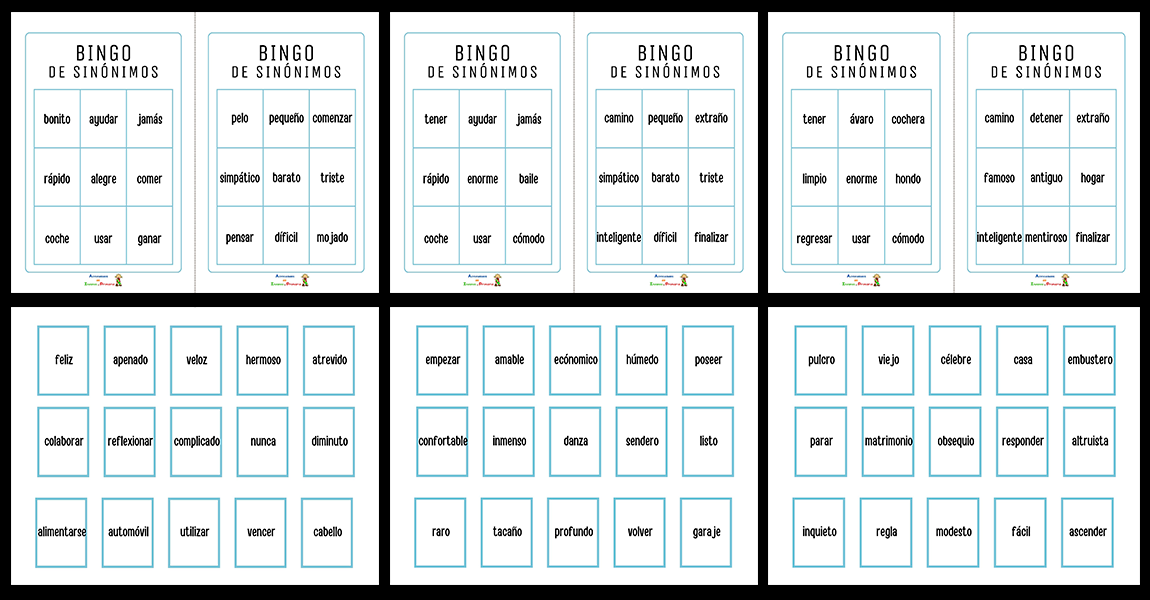 Aprendemos jugando: El bingo de los sinónimos - Actividades de infantil ...