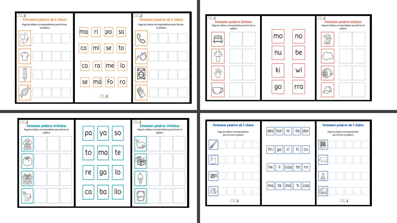 Fichas para construir palabras de 2,3,4 y 5 sílabas - Actividades de ...