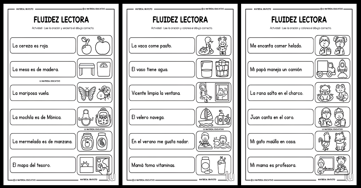 Fichas para mejorar la fluidez lectora: Leer y colorear - Actividades ...