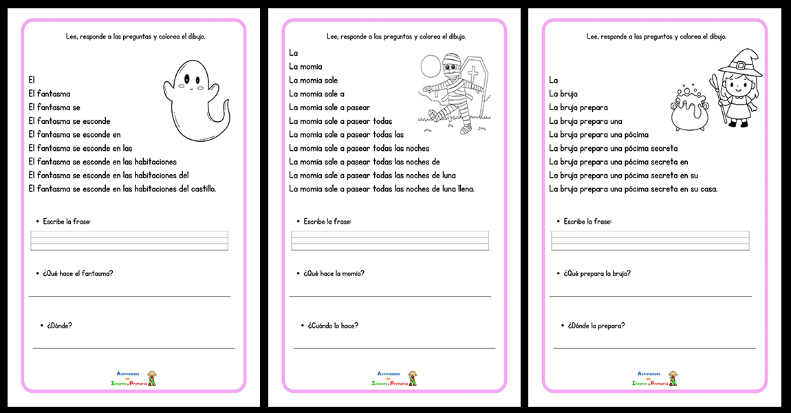 Lecturas piramidales de Halloween con preguntas de comprensión ...