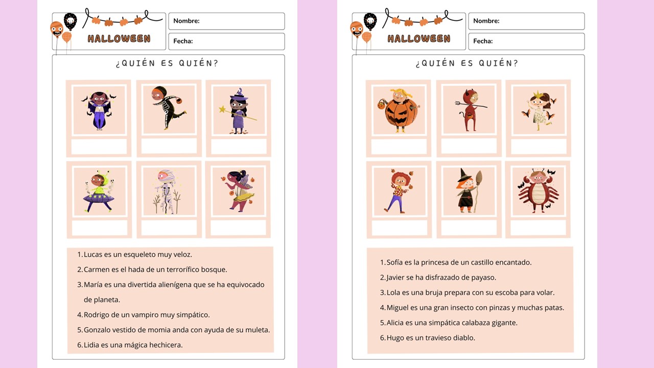 Divertido juego de lectura de Halloween: ¿Quién es quién? - Actividades ...