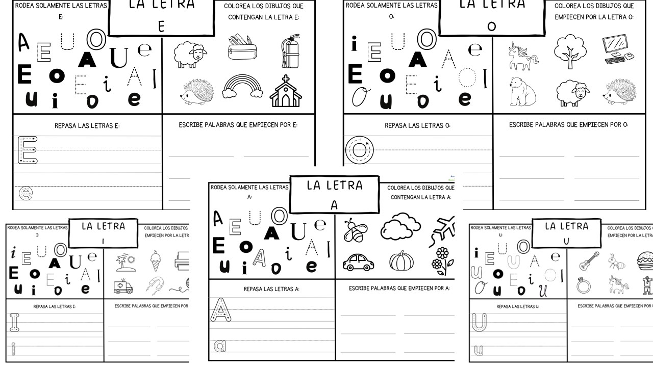 Manteles de actividades de lectoescritura: Las vocales - Actividades de ...