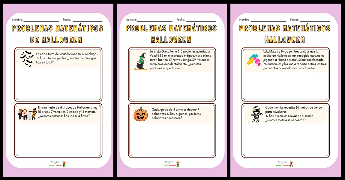 Problemas matemáticos de Halloween para Primaria - Actividades de ...