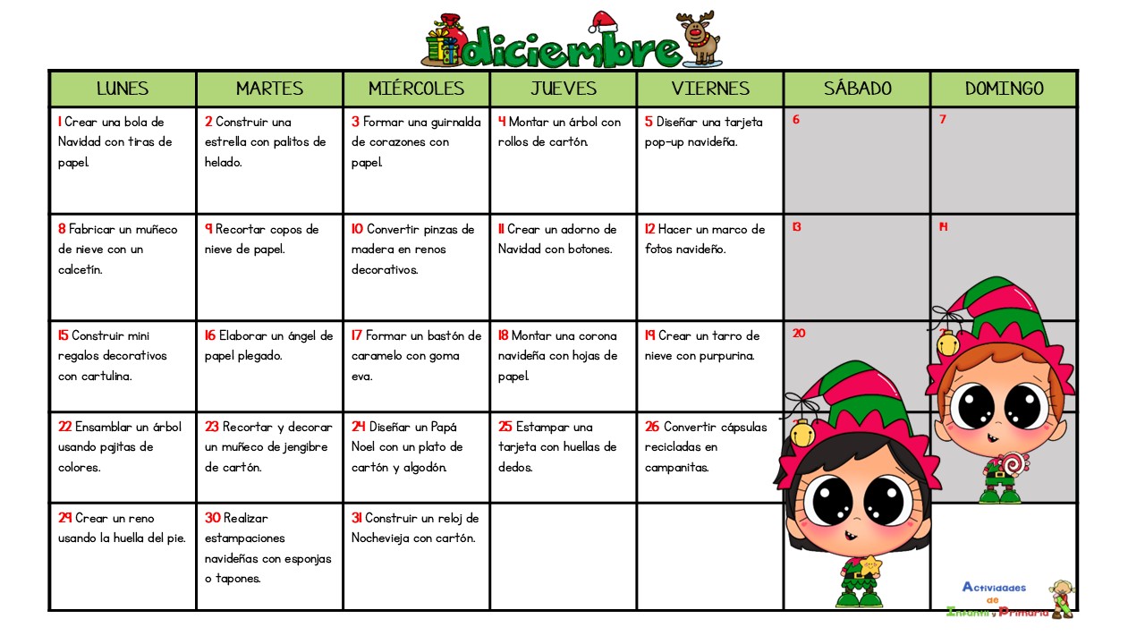 Calendario de manualidades para el mes de diciembre: Una para cada día ...