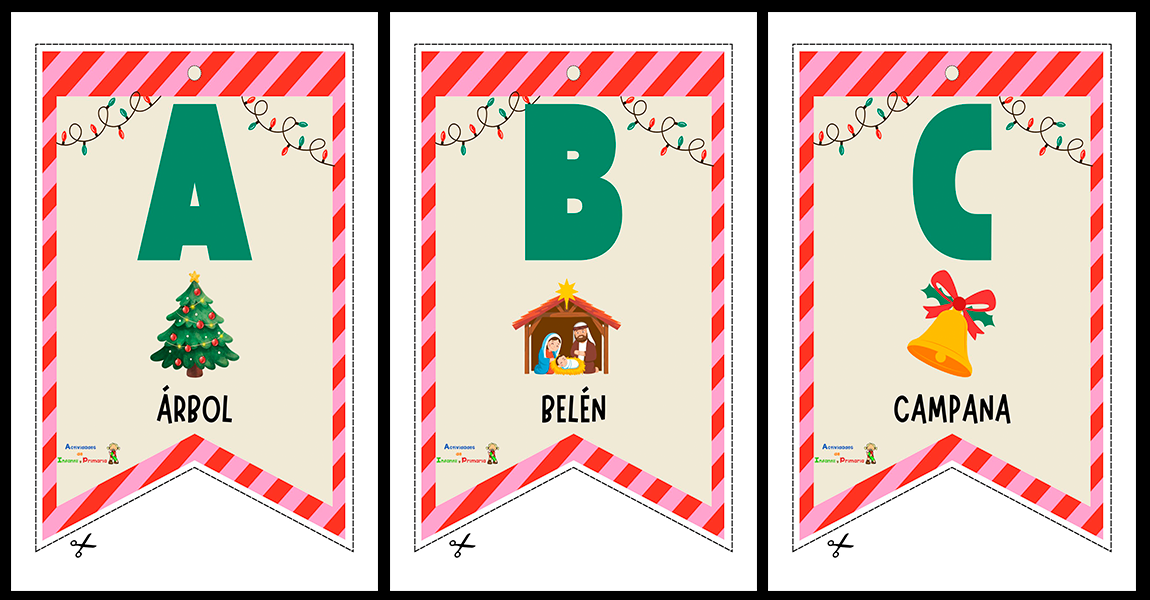 Decora tu aula y aprende: Banderines del abecedario de la Navidad ...