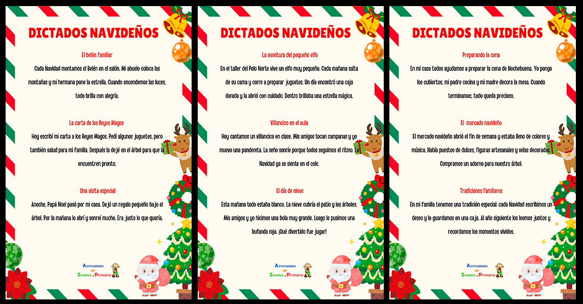 Dictados ortográficos de Navidad - Actividades de infantil y primaria