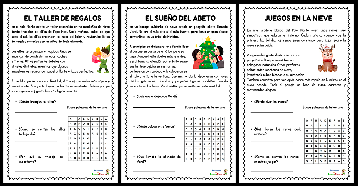Lecturas de Navidad con sopas de letras - Actividades de infantil y ...