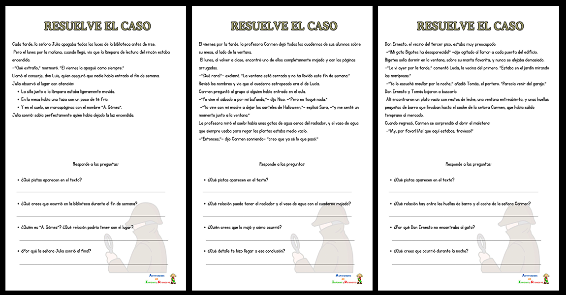 Detective lector: Resuelve el caso - Actividades de infantil y primaria