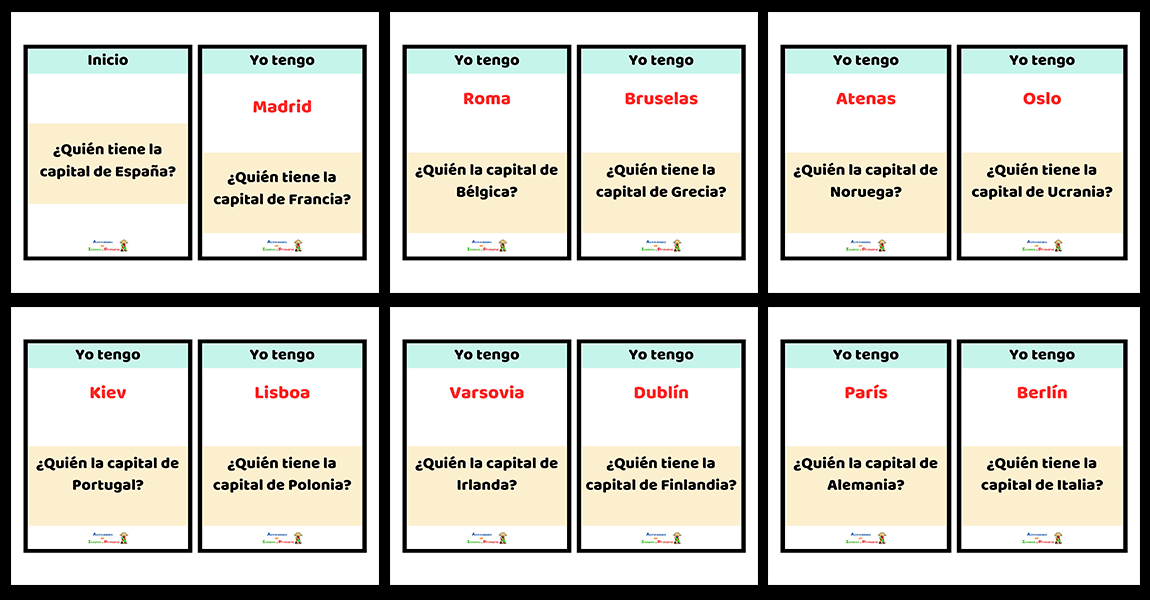 Aprendemos jugando: "¿Quién tiene? Yo tengo..." las capitales de los ...