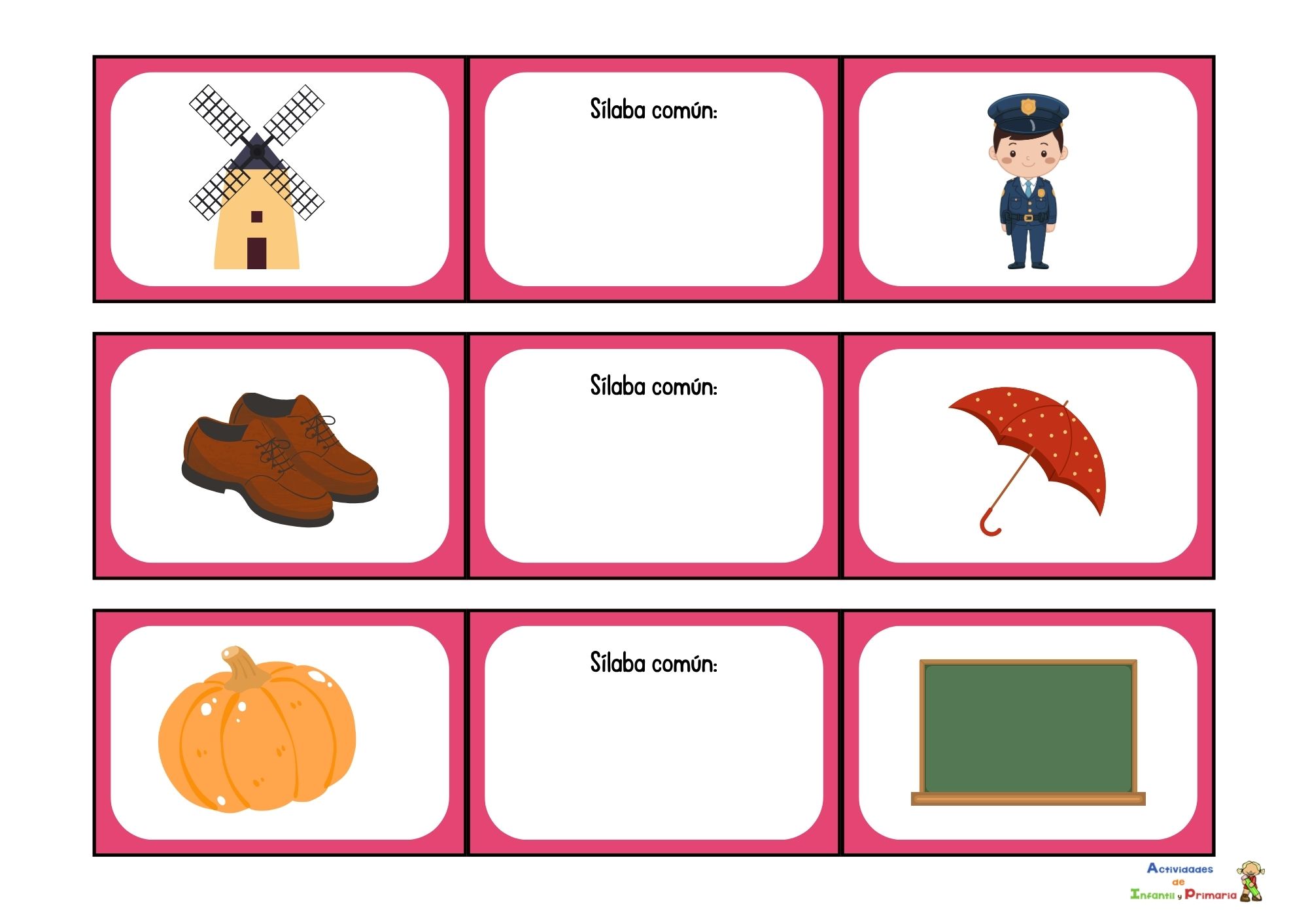 Actividad educativa para dislexia: Descubre la sílaba común con ...