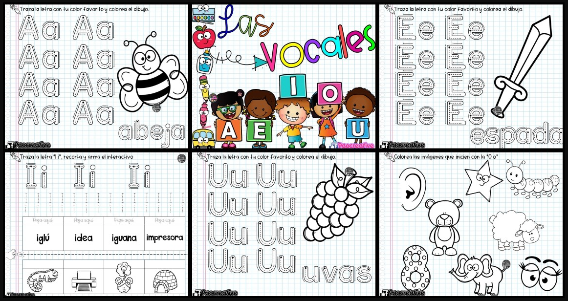 Cuaderno para aprender la lectoescritura de las vocales a partir de ...