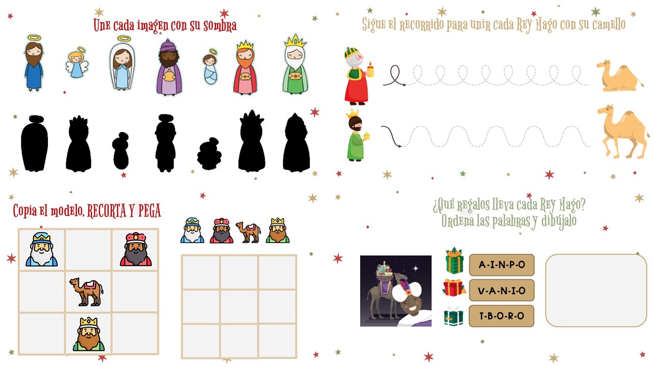 Bonito cuadernito de pasatiempos para resolver el día de Reyes ...