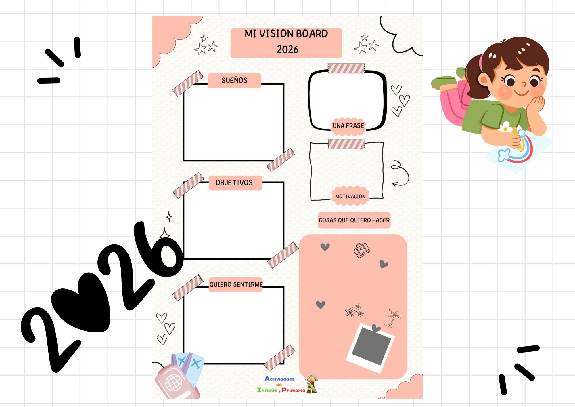 Plantilla "Mi vision board 2026" - Actividades de infantil y primaria