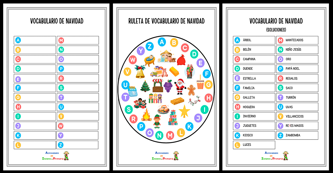 Pasapalabra visual del vocabulario de Navidad con imágenes ...