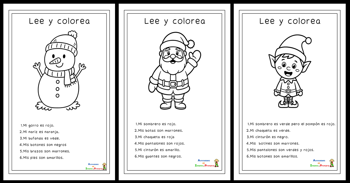 Lee y colorea los personajes de Navidad - Actividades de infantil y ...
