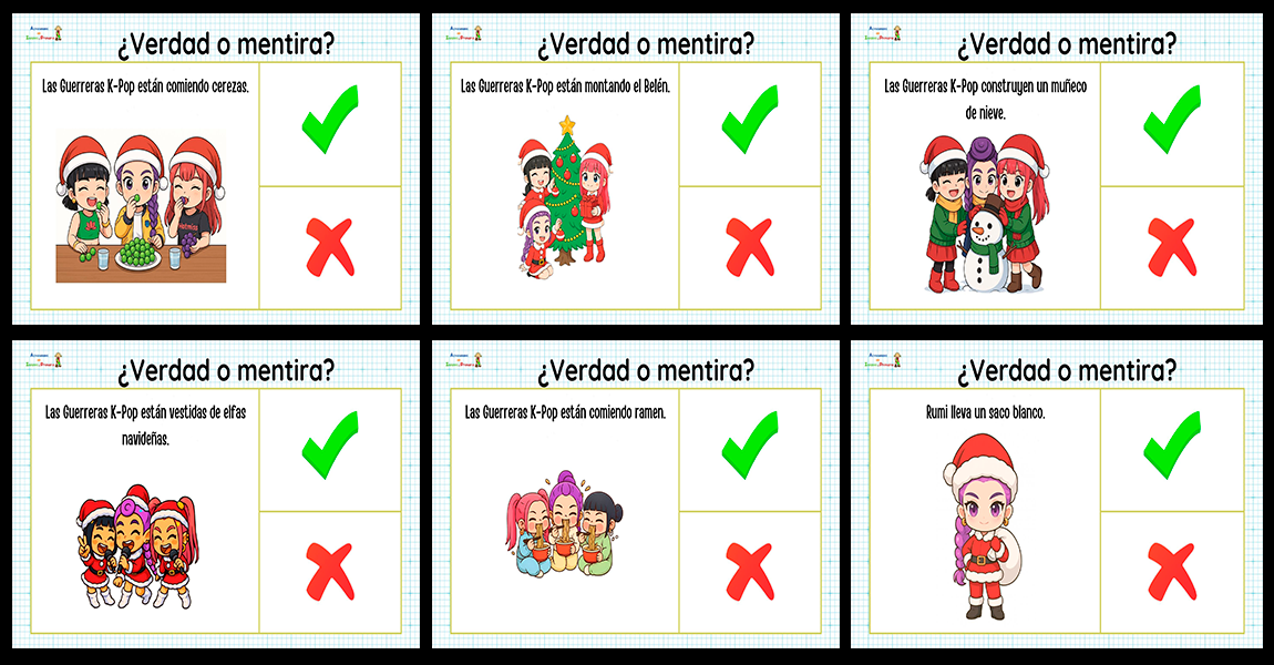 Juego "Verdad o mentira" con imágenes navideñas de las Guerreras K-Pop ...