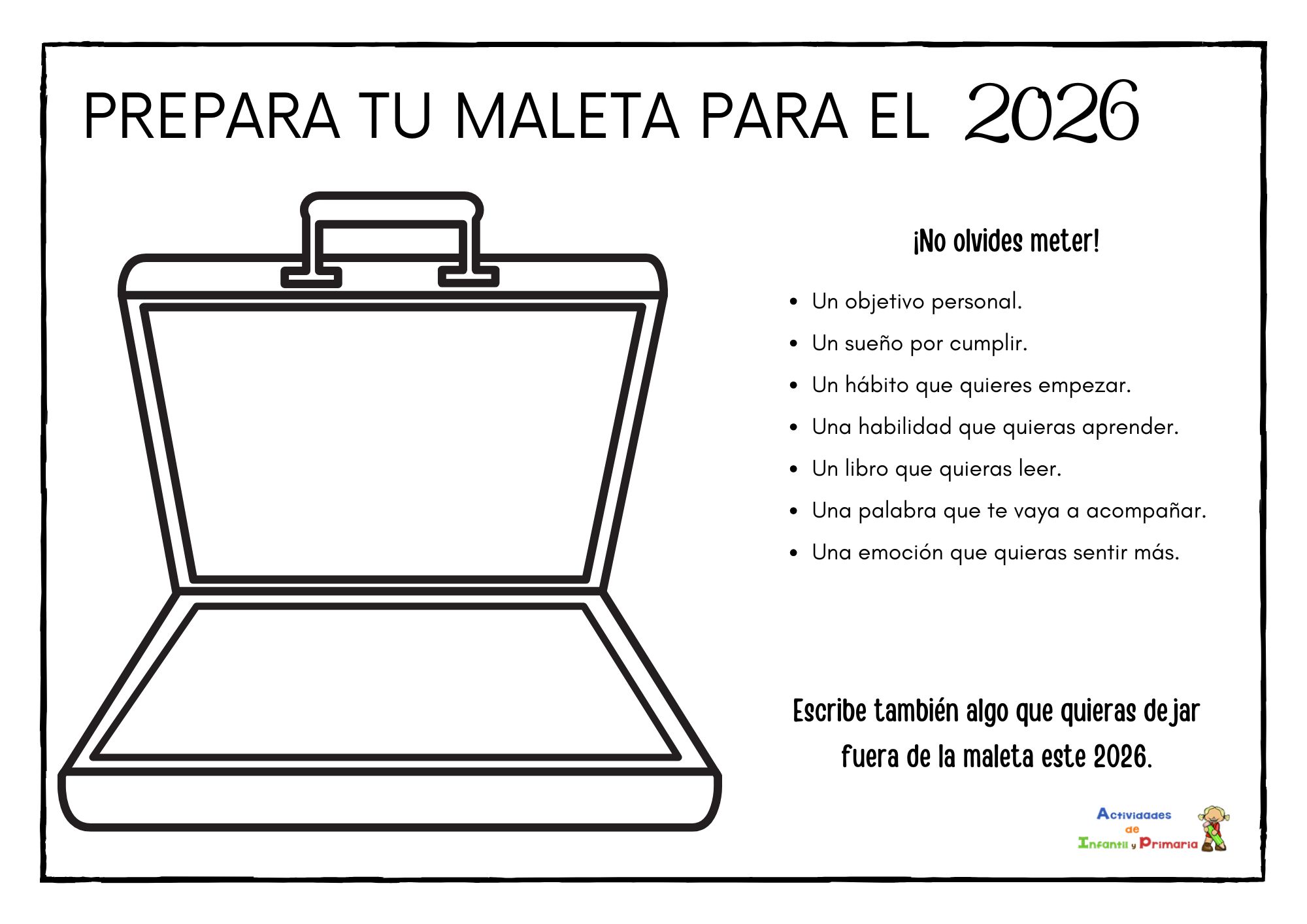Dinámica de reflexión: Tu maleta para el 2026 - Actividades de infantil ...