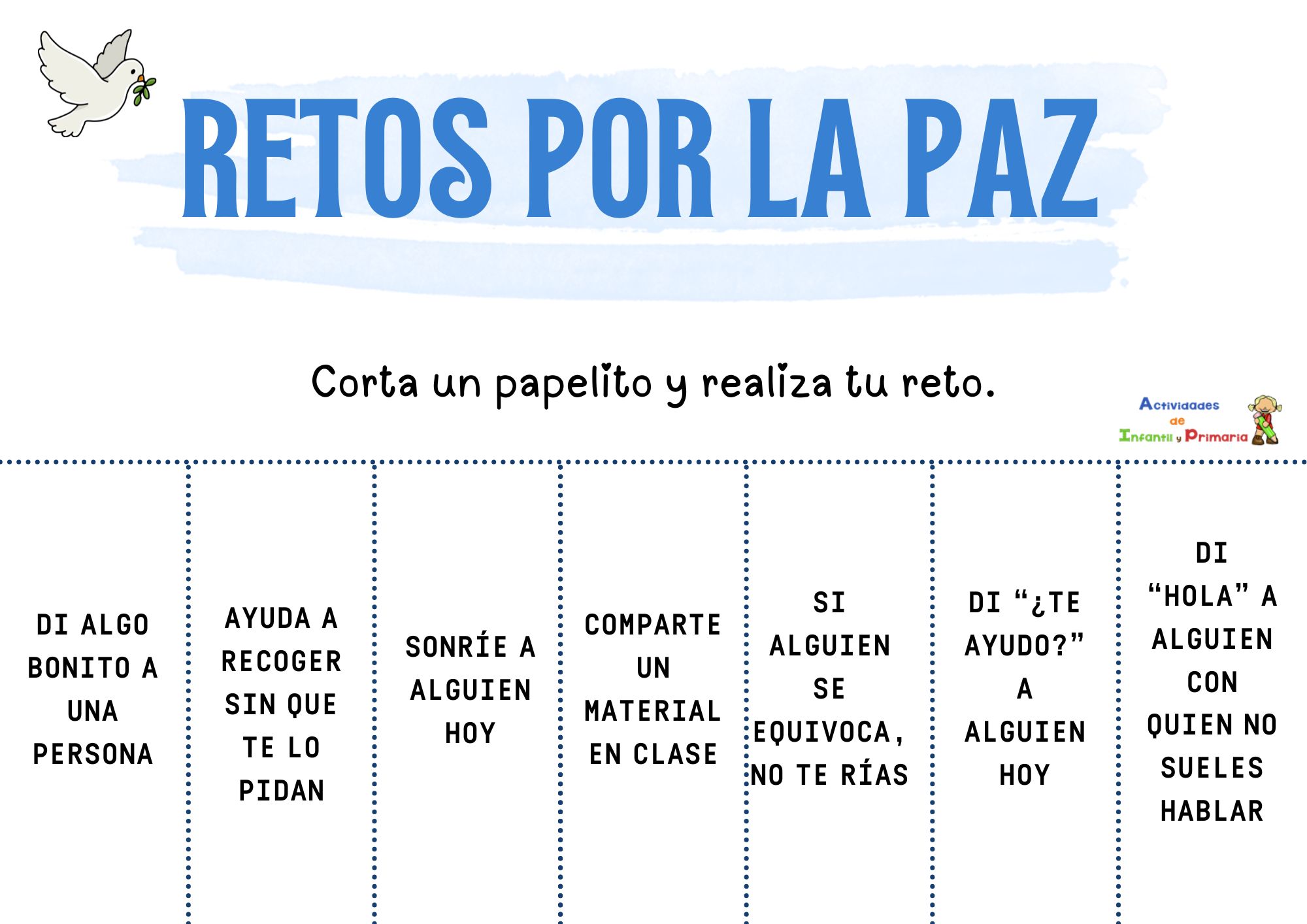 Retos por la paz para poner en práctica en el día a día - Actividades ...