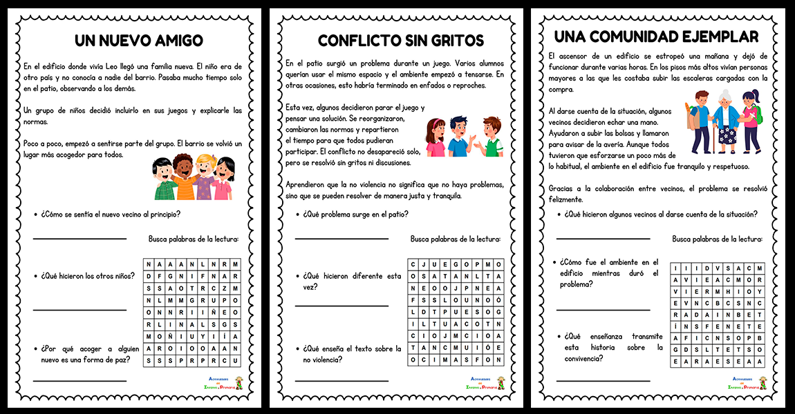 Lecturas con temáticas de paz con sopas de letras - Actividades de ...