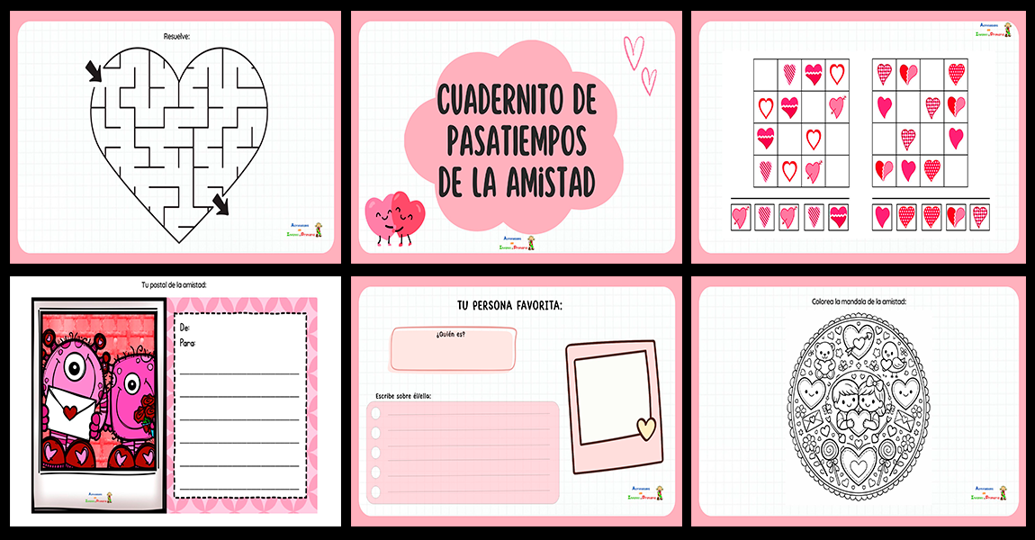 Cuadernito de pasatiempos para celebrar el Día de la Amista y el Amor ...