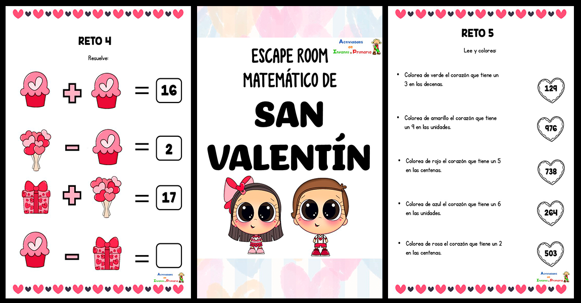 Escape room matemático temática San Valentín - Actividades de infantil ...