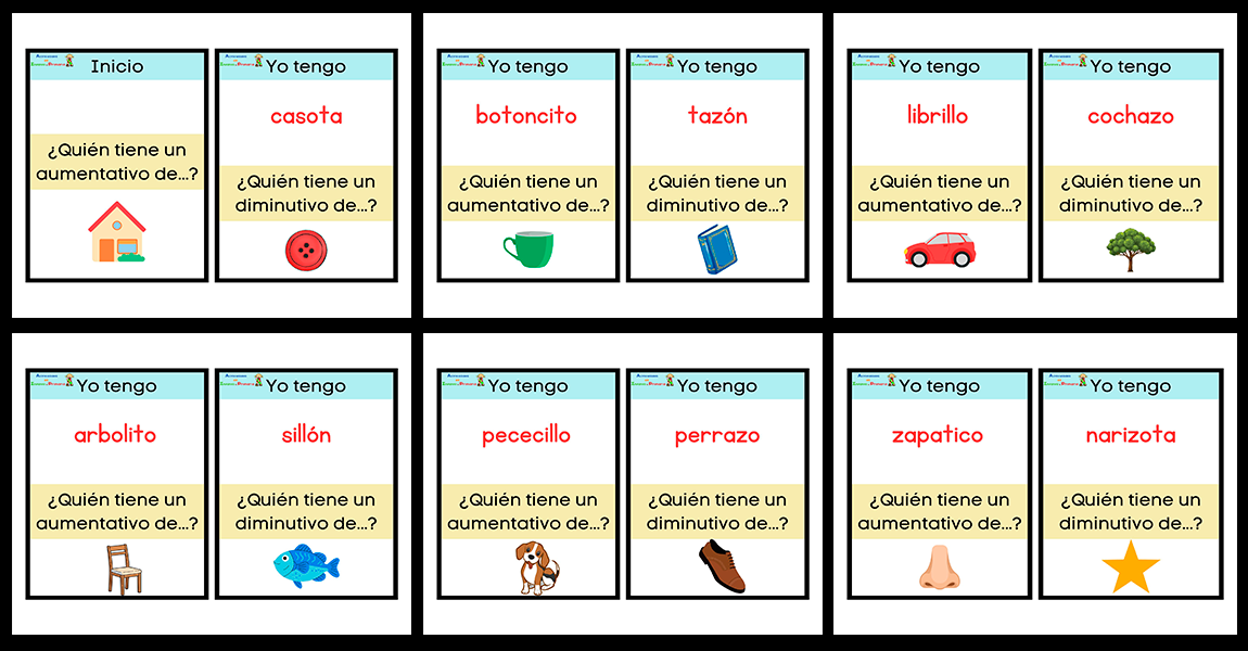 Aprendemos aumentativos y diminutivos jugando: "¿Quién tiene? Yo tengo ...