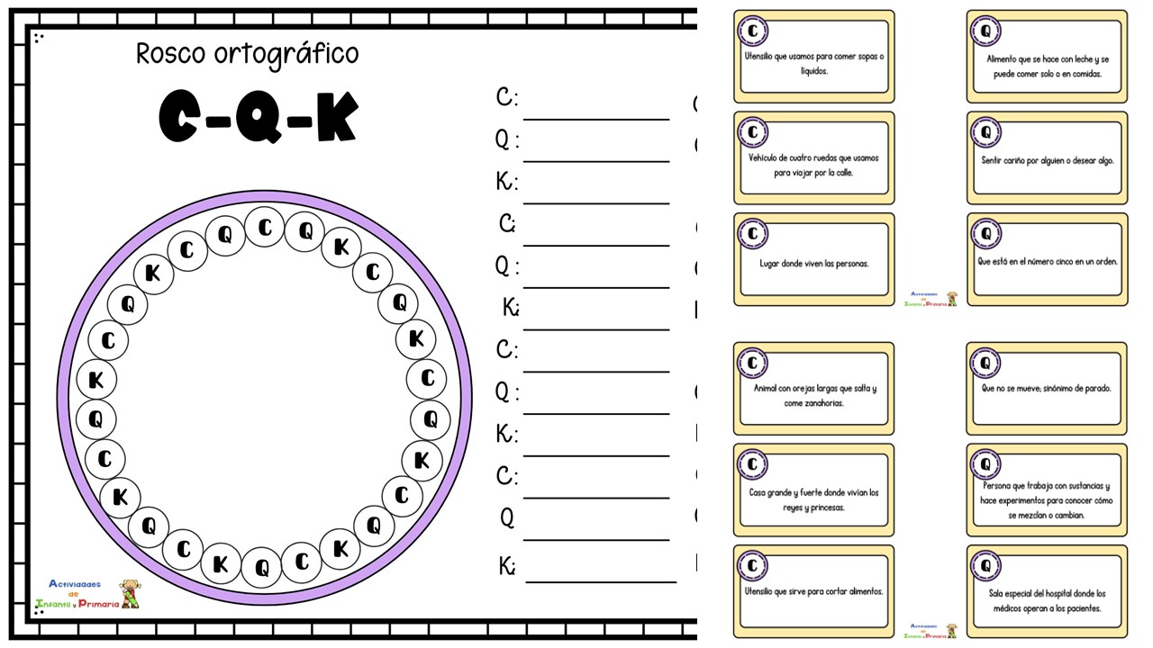 Rosco ortográfico: Pasapalabra para dominar la C-Q-K - Actividades de ...