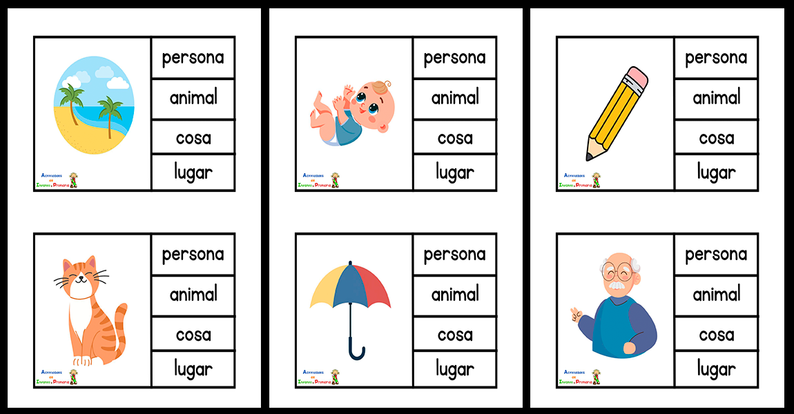 Un juego de imágenes: Personas, animales, lugares o cosas - Actividades ...