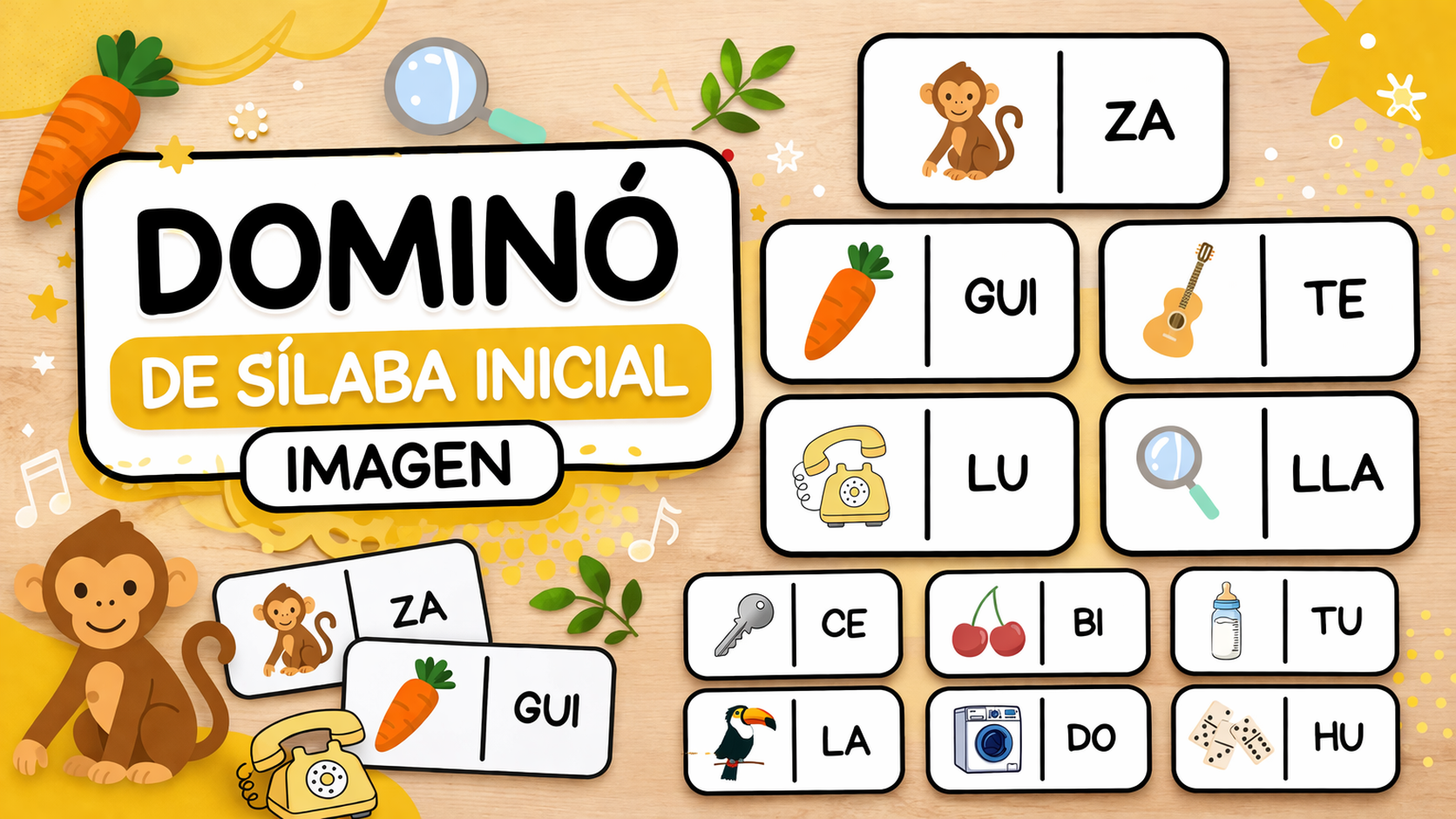 Principio alfabético: Dominó sílaba inicial - imagen - Actividades de ...