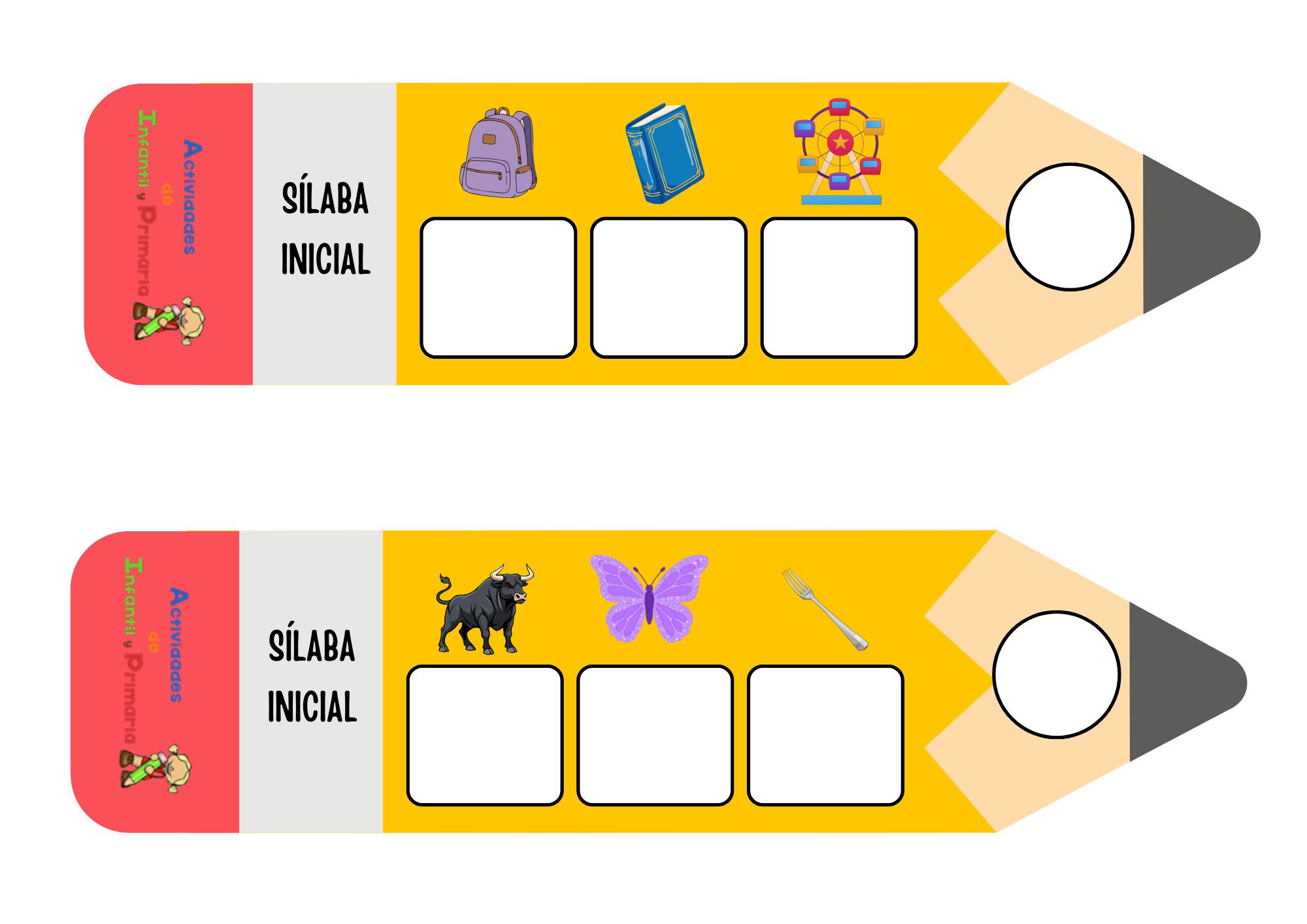 Lápices silábicos para formar palabras a partir de la sílaba inicial ...