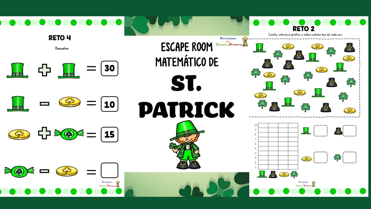 Escape room matemático St. Patrick - Actividades de infantil y primaria
