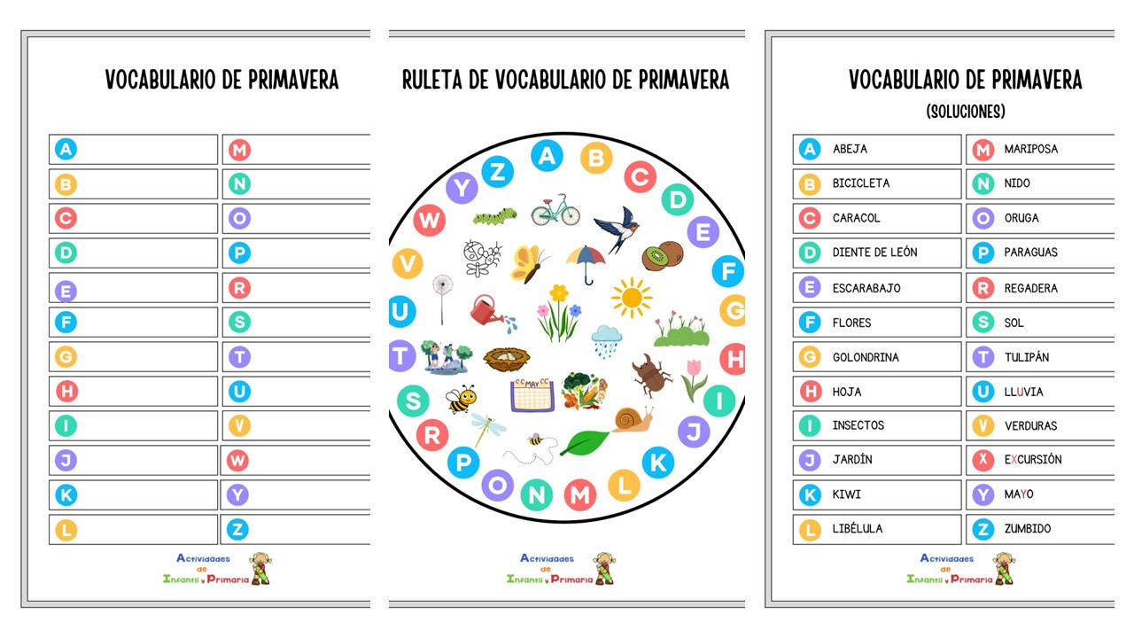 Pasapalabra visual del vocabulario de primavera - Actividades de ...