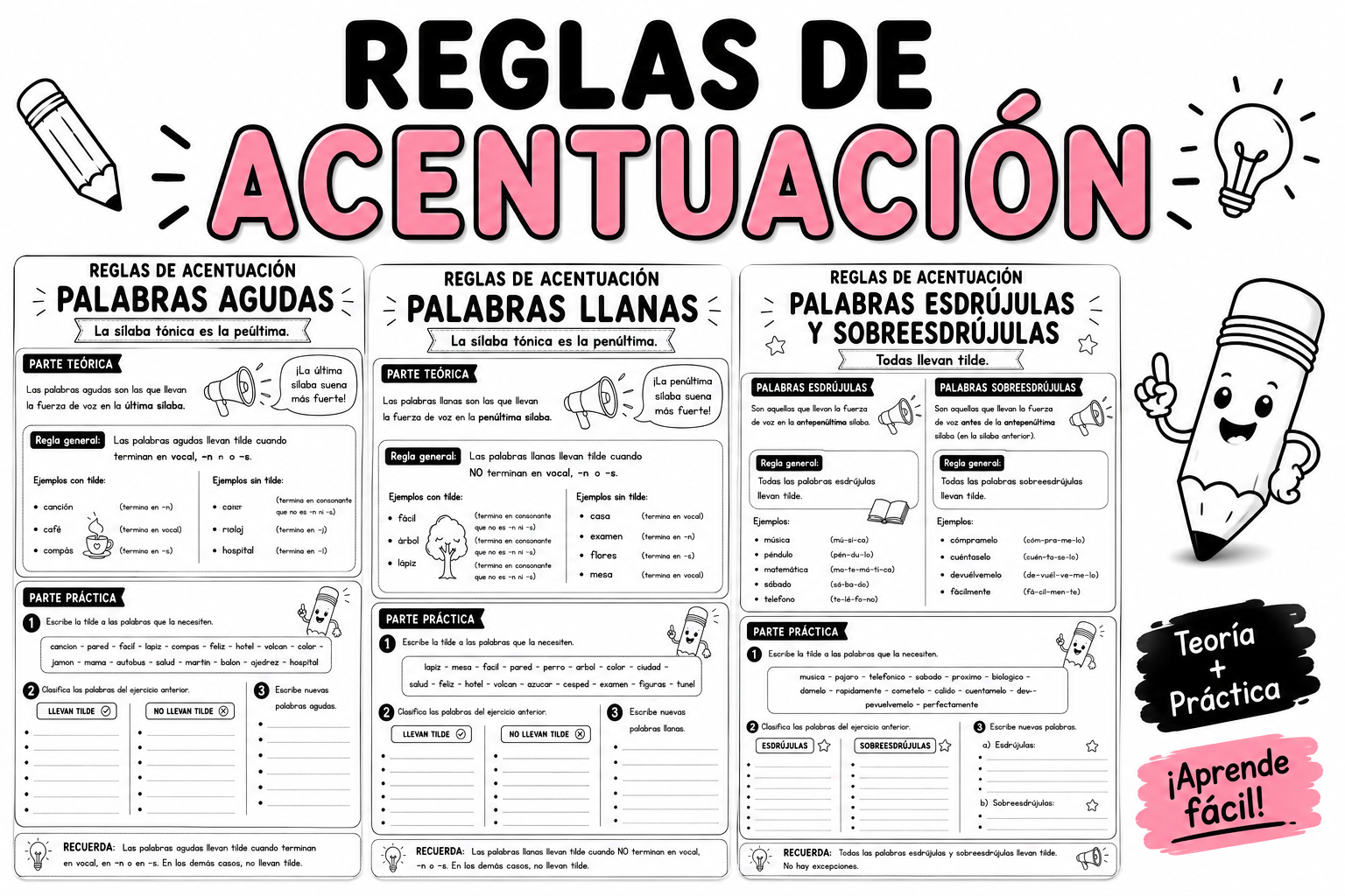 Reglas de acentuación: Fichas prácticas y teóricas - Actividades de ...