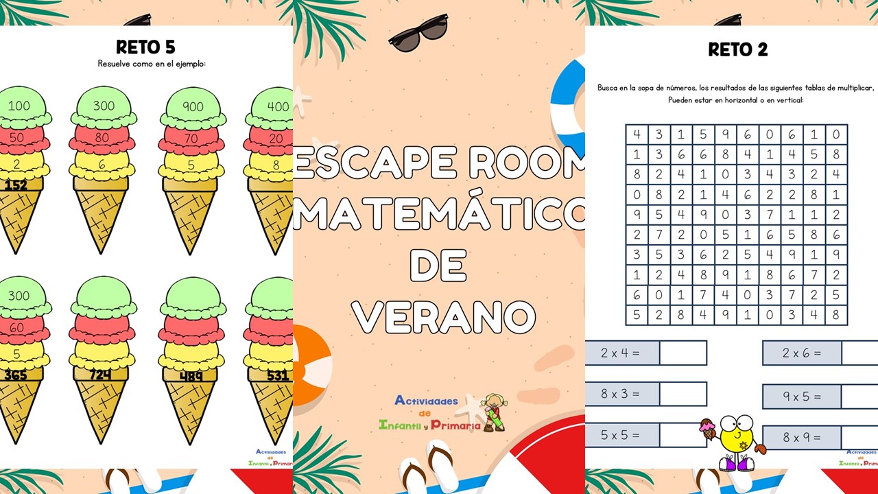 Escape room matemático veraniego - Actividades de infantil y primaria